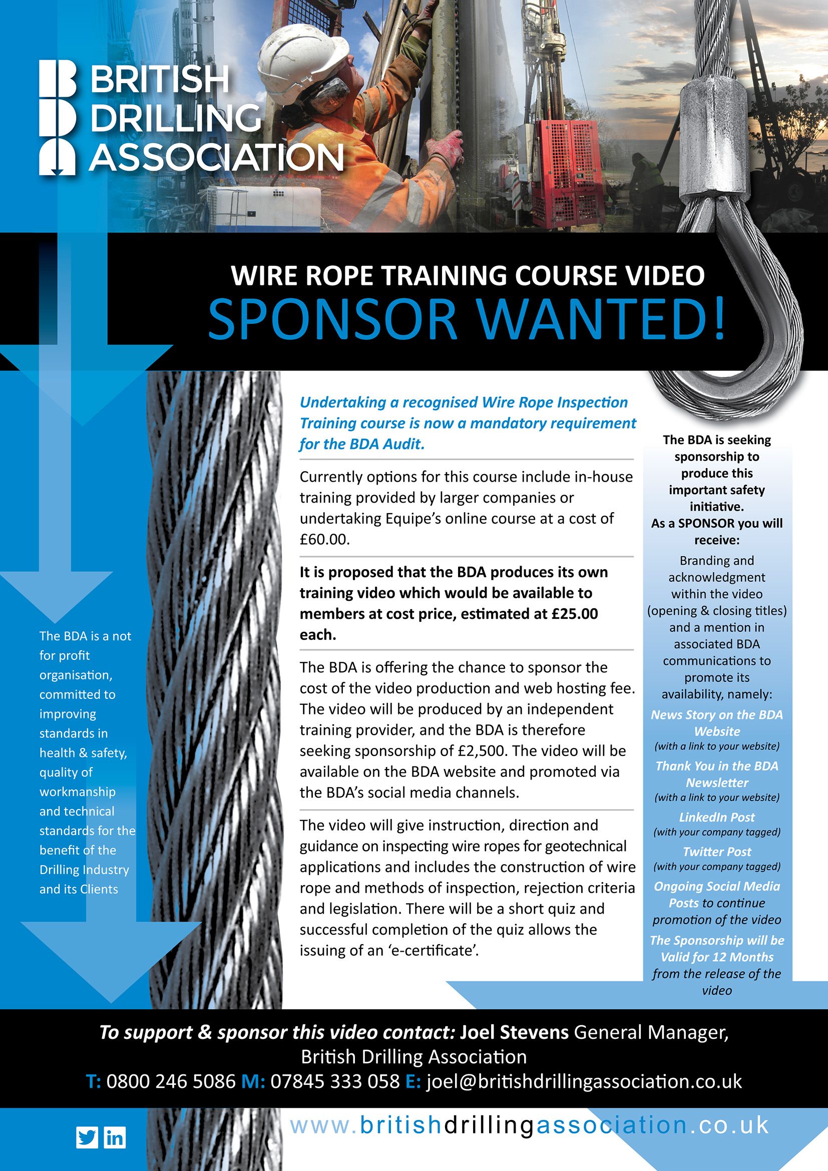 Wire Rope Safety Video - Sponsor Wanted - British Drilling Association